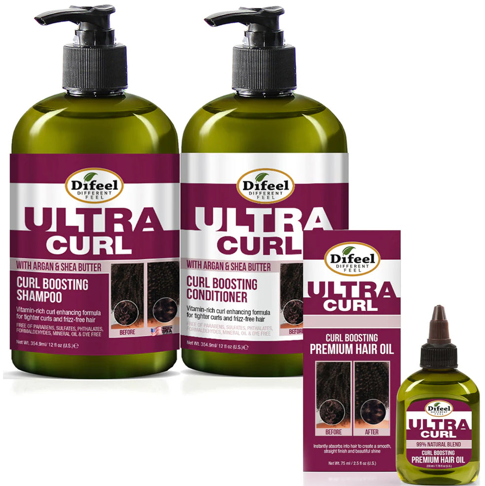 Difeel Ultra Curl 3-PC Curl Boosting Hair Care Set : Ultra Curl Shampo ...